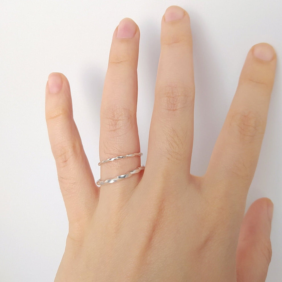 Darcy | skinny twisted silver ring – Rebecca Wolf Design